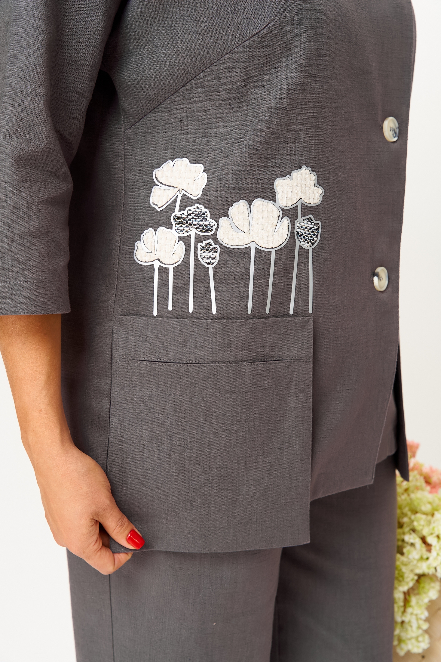 Костюм брючный 1202 серо-коричневый Anastasia купить в интернет магазине Велесмода